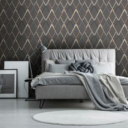 WOW Vliestapete "Metallisch Geometrisch", B/L: 0,52m x 10m, Rollen: 1, grau, Wohnzimmer, Tapeten, FSC zertifiziert, mit lebhaftem Druck, 10 Meter