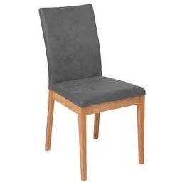4-Fu&szlig;stuhl MASSIVLINE & MORE "Oviedo, Stuhl, Esszimmerstuhl, K&uuml;chenstuhl", grau (grau, braun), B:46cm H:95cm T:60cm, Polyester, St&uuml;hle, Massivholz: Wildeiche ge&ouml;lt