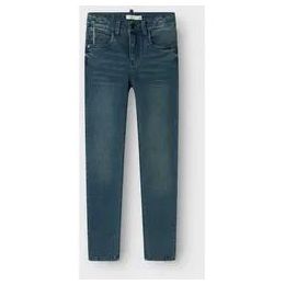 Slim-fit-Jeans name it "NKMTHEO XSLIM JEANS", Jungen, Gr. 98, N-Gr, blau (vintage dunkelblau denim), Denim/Jeans, Obermaterial: 41% Viskose, 31% Baumwolle, 25% Polyester, 3% Elasthan, Abriebeffekte, slim fit lang, Jeans Slim-fit-Jeans