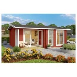 Lasita Maja Gartenhaus NORDIC HOLZ "BRIGHTON 44", rot (schwedenrot), Fu&szlig;boden im Gartenhaus, ohne Dacheindeckung, Massivholz, Gartenh&auml;user, Gartenhaus