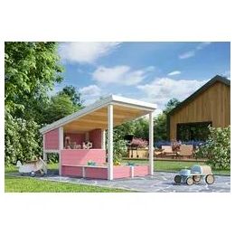 Sandkasten Nordic Holz "PIPPI 1", rosa (hellrosa), B:164cm H:178,98cm T:220cm, Massivholz, Sandk&auml;sten, Spielelement mit &Uuml;berdachung, BxTxH: 164x220x179 cm