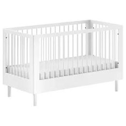 Babybett Home Affaire "Forrest, aus massiver Buche wei&szlig; lackiert, zeitloses Design", wei&szlig; (wei&szlig; lackiert), H:88cm L:144,4cm T:74cm, Massivholz, Babybetten, Babybett, 3-fach h&ouml;henverstellbarer Lattenrost, sehr stabil gebaut