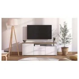 TV-Board Inosign "Aterno TV-Bank, TV-Schrank", wei&szlig; (wei&szlig;, natur), B:154cm H:55,5cm T:40cm, FSC-zertifizierter Holzwerkstoff, Sideboards, TV-Board, Breite 102,5 cm, mit Push-to-Open Funktion