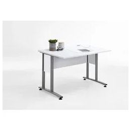 Schreibtisch FMD "Calvi", wei&szlig; (wei&szlig; brilliant, grau), B:120cm H:75cm T:80cm, Tische, Schreibtisch