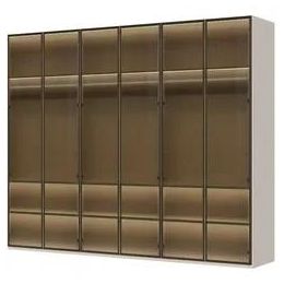 Dreht&uuml;renschrank OTTO HOME "Opera Parsol-Glast&uuml;ren, LED-Glasbodenbeleuchtung, mit und ohne Kranz", cashmere, B:272cm H:224cm T:56cm, FSC-zertifizierter Holzwerkstoff, Glas, Schr&auml;nke, Dreht&uuml;renschrank, Glast&uuml;ren, UV-Lack, LED-Innenbeleuchtung, Soft-Close-Funktion