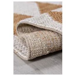 Teppich FLAIR RUGS "Effie Diamond", beige, B:160cm H:5mm L:230cm, Baumwolle, Jute, Teppiche, Teppich, handgekn&uuml;pft