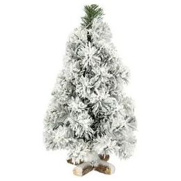 Dekobaum I.GE.A. "Weihnachtsdeko, Weihnachtsbaum", gr&uuml;n (gr&uuml;n, wei&szlig;), B:23cm H:38cm T:23cm, Kunststoff, Dekofiguren, Tannenbaum auf Holzfu&szlig; mit Kunstschnee 38 cm