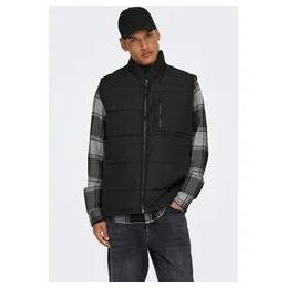 Only & Sons Steppweste ONLY & SONS "ONSJAKE QUILTED VEST OTW", Herren, Gr. XS, schwarz, Web, Obermaterial: 100% Polyester, unifarben, regular fit normal, Westen Steppweste