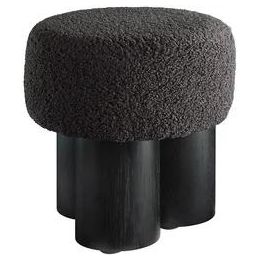 Sitzhocker Salesfever "mit Teddyfell-Sitzfl&auml;che &ndash; Gro&szlig;er Pl&uuml;sch-Pouf", grau (schwarz, grau), B:50cm H:49cm T:50cm, MDF, Eschenholzfurnier, Teddyfell (100% Polyester), Hocker, Sitzhocker, Weicher Design-Hocker f&uuml;r Wohnzimmer & Schlafzimmer
