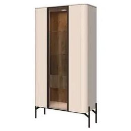 Vitrine OTTO HOME "Rondo, Showcase, Parsol-Sicherheitsglas, integrierte LED-Beleuchtung", cashmere farbe, B:94cm H:180cm T:40cm, Glas, Holzwerkstoff, MDF, Metall, Schr&auml;nke, Vitrine, UV lackiert, Soft Close Funktion, Metallrahmen als Basis des Elements