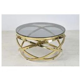 Couchtisch Salesfever "mit Design-Gestell in Stainless Steel f&uuml;r stilvolles Wohnen", gold (gold, grau, gold, grauglas), B:80cm H:42cm T:80cm, Metall, Sicherheitsglas, Tische, Couchtisch, Gestell gefertigt aus rostfreiem Edelstahl