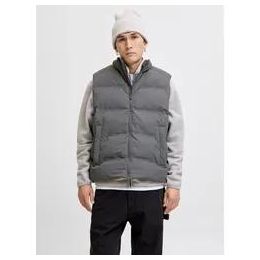 Jack & Jones Steppweste JACK & JONES "JJESOHO BODYWARMER COLLAR SN", Herren, Gr. M, castlerock, Web, Obermaterial: 100% Polyester, unifarben, regular fit h&uuml;ftlang, Westen Steppweste