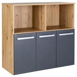 Kinderregal Arthur Berndt "Alessio", braun, anthrazit, B:99cm H:92cm T:42cm, Holzwerkstoff, Regale, Kinderregal, Modernes Spielzeugregal mit 3 ger&auml;umigen Schubk&auml;sten