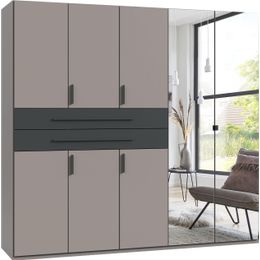 Dreht&uuml;renschrank wimex, B:225cm H:208cm T:58cmsaharagrau, absetzung und griffe grafit, Holzwerkstoff, Schr&auml;nke, "Digit Kleiderschrank wahlweise mit