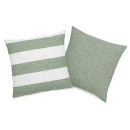 Kissenh&uuml;lle OTTO HOME "Big Stripe", gr&uuml;n (seegr&uuml;n, wei&szlig;), B:50cm L:50cm, Renforc&eacute; (Bio-Baumwolle), Obermaterial: 100% Baumwolle, Kissenbez&uuml;ge, Kissenh&uuml;lle, Streifen-Design in Melange-Optik
