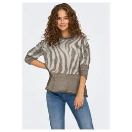 Rundhalspullover Only "ONLJADE ANIMAL LS O-NECK NOOS KNT", Damen, Gr. S, wei&szlig; (mermaid pattern:with zebra wei&szlig;cap gray), Strick, Obermaterial: 81% Polyacryl, 19% Polyester, gemustert, regular fit normal, Rundhals, Rippstrickb&uuml;ndchen, Pullover Rundhalspullover, Kunstfaser, regular fit