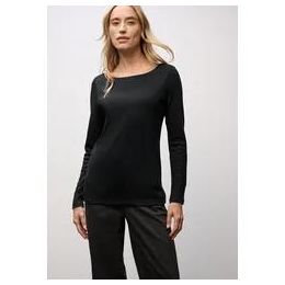 Langarmshirt Street One "Style Lanea", Damen, Gr. 46, schwarz, Jersey, Obermaterial: 50% Baumwolle, 50% Modal. Futter: 100% Baumwolle, unifarben, regular fit normal, U-Boot-Ausschnitt, angesetztes B&uuml;ndchen, Shirts Langarmshirt, mit U-Boot Ausschnitt