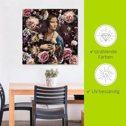 Wandbild Artland, B:100cm H:100cm, bunt, Alu Dibond, Wohnzimmer, Bilder, "Lady mit Hermelin - Da Vinci Adaption", als Alubild, Leinwandbild, Poster,