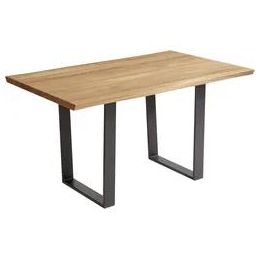 Esstisch MASSIVLINE & MORE "Oviedo 4, Kufentisch, K&uuml;chentisch, Tisch, Holztisch", braun (braun, schwarz, braun), B:200cm H:75cm T:100cm, Tische, Esstisch, mit Baumkante und massiver Platte, Ma&szlig;e: 200 x 100 cm
