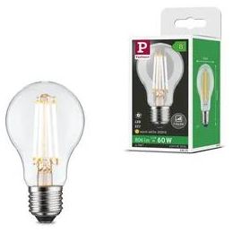 Paulmann LED-Leuchtmittel "Eco-Line Filament 230V LED Birne E27 806lm 4,3W 3000K dimmbar Klar", Energieeffizienz: B (A-G), transparent, L:10,5cm &Oslash;:6cm, Leuchtmittel