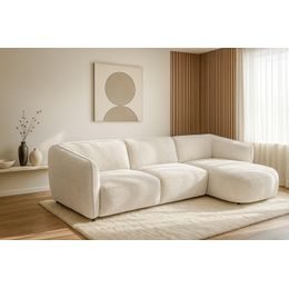 Ecksofa Home Affaire, B:280cm H:73cm T:152cm, wei&szlig;, 100% Polyester, Wohnzimmer, Sofas, "OSTRUP Rundsofa, L-Form, Naturt&ouml;ne, Boucle", Breite 280 cm,
