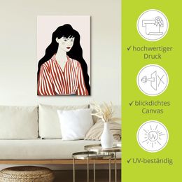 Wandbild Artland, B:80cm H:120cmfarbe bild(er): rot, Leinwand, Wohnzimmer, Bilder, "Woman in Striped Blouse I", als Alubild, Leinwandbild, Poster,