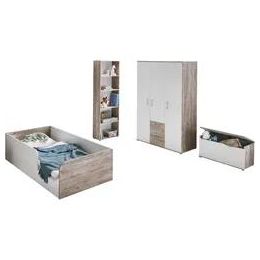 Jugendzimmer-Set OTTO HOME "Kinderzimmer-Set &raquo;Rieke&laquo; 4-teilig", wei&szlig; (eiche, sand, nachbildung, wei&szlig;), ohne Matratze, B/H: 90cm x 200cm, Holzwerkstoff, Schlafzimmerm&ouml;bel-Sets, Farblich abgestimmte M&ouml;belserie