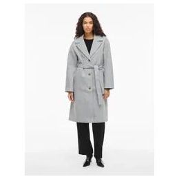 Langmantel Vila "VICLAUDIA L/S LONG COAT - NOOS", Damen, Gr. 40, grau (light grau melange), Web, Obermaterial: 100% Polyester, unifarben, regular fit ca. Mitte Wade, V-Ausschnitt, M&auml;ntel