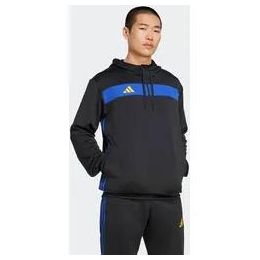 Kapuzensweatshirt Adidas PERFORMANCE "TIRO ES SW HD", Herren, Gr. S, schwarz, semi lucid blau, crew gelb, Obermaterial: 100% Polyester, normal, Rundhals, Sweatshirts