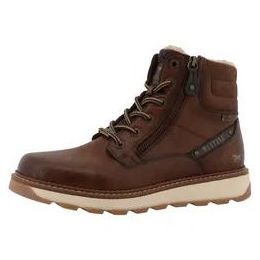 Winterstiefelette Mustang SHOES "Elio", Herren, Gr. 41, braun, Lederimitat, Textil, Basic, Schuhe Winterstiefelette, Schn&uuml;rstiefel, Winterstiefel mit Warmfutter