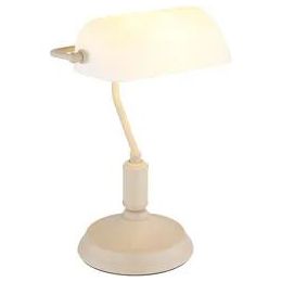 OTTO HOME Tischleuchte "Lirria Bankerslamp", wei&szlig; (sandfarben, wei&szlig;), 1, H: 37cm, 1 Stk., Leuchten, Wippschalter am Kabel, Bankerlampe, beige, Vintage, Tischleuchte