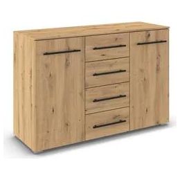 Kombikommode Rauch "Sideboard Schubladenkommode AVOLA mit Dekorfront", eiche artisan, B:120cm H:81cm T:42cm, Holzwerkstoff, Sideboards, Kombikommode, vier gro&szlig;e Schubladen und 2 T&uuml;ren, mit 4 Einlegeb&ouml;den MADE IN GERMANY