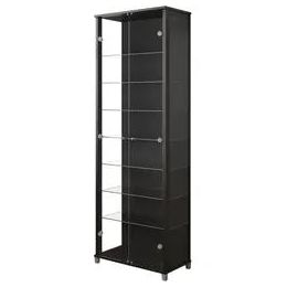 Fif M&ouml;bel Vitrine FIF M&Ouml;BEL "Optima", schwarz, B:58cm H:172cm T:32,7cm, Holzwerkstoff, Kunststoff, Sicherheitsglas ESG, Schr&auml;nke, Vitrine, Standvitrine, 2 Glast&uuml;ren, 7 B&ouml;den, vielseitig, perfekt f&uuml;r Sammler