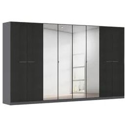 Dreht&uuml;renschrank Rauch "Kleiderschrank Schrank Garderobe TOPSELLER OTELI inkl. Inneneinteilung", grau (graumetallic, hochglanz effektgrau), B:360cm H:210cm T:54cm, Holzwerkstoff, Schr&auml;nke, Dreht&uuml;renschrank, mit zus&auml;tzlichen Einlegeb&ouml;den, optional mit Spiegel MADE IN GERMANY