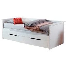 Funktionsbett Relita "Lina", wei&szlig;, B:105cm H:71,5cm L:208cm, Daybetten, mit ausziehbarer Liegefl&auml;che und 2 Schubk&auml;sten, wahlweise mit Matratze