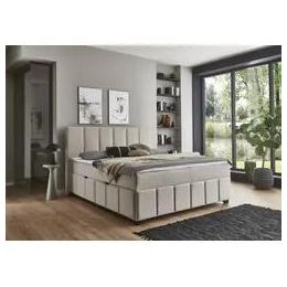Boxbett Home Affaire "Bellah inkl. Bettkasten, erh&auml;ltlich in der Breite 180x200cm", beige, B:186cm L:209cm, Stoffbezug Nordic (100% Polyester), Komplettbetten, inkl. PU-Schaum-Topper