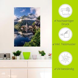 Wandbild Artland, B:80cm H:120cm, blau, Vinyl, Wohnzimmer, Bilder, "Sommer in Hallstatt im Salzkammergut", als Alubild, Leinwandbild, Poster,