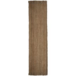 L&auml;ufer FLAIR RUGS, B:60cm H:7mm L:150cm, beige, Jute, Flur, Teppiche, "Jute Boucle", aus 100% Jute, mit Fransen, aus Naturfasern