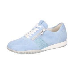 Waldl&auml;ufer WALDL&Auml;UFER Damen Sneaker "H-PAMELA", Gr. 5,5, blau, Ziegenveloursleder, unifarben, Schuhe, Halbschuh, Schn&uuml;rschuh, mit seitlichem Rei&szlig;verschluss,