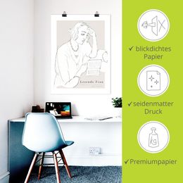 Wandbild Artland, B:90cm H:120cm, beige, Papier, Wohnzimmer, Bilder, "Lesende Frau", als Alubild, Leinwandbild, Poster, Wandaufkleber in verschied.