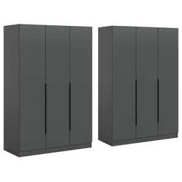 Schrank-Set Home Affaire "Skarde moderner Kleiderschrank Schlafzimmerschrank", anthrazit, B:240cm H:180cm T:52cm, Holzwerkstoff, Kastenm&ouml;bel-Sets, Skarde Kleiderschrank 240 cm, 2 Kleiderstangen und 8 B&ouml;den
