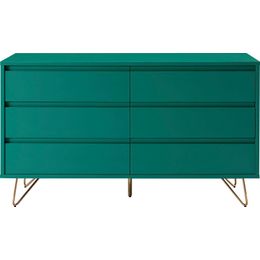 Kommode Salesfever, B:120cm H:70cm T:40cm, gr&uuml;n, MDF, Metall, Schlafzimmer, Sideboards, "Bolton Design Sideboard mit Stauraum", Haarnadelbeine aus