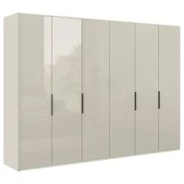 Faltt&uuml;renschrank Wiemann "Ohio, Kleiderschrank, Schrank, Garderobe, mit Glasfront, 300 cm", champagner, B:300cm H:236cm T:58cm, Schr&auml;nke, inklusive T&uuml;rd&auml;mpfung, hochwertige Glasfront