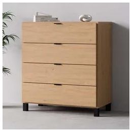 Kommode VOX "SIMPLE Sideboard mit 4 Schubladen, Ma&szlig;e B/T/H: 90/47/94,5 cm", eiche, B:90cm H:94,5cm T:47cm, Holzwerkstoff, Sideboards, Kommode, Soft-Close Function, mit schwarzen Metallgriffe