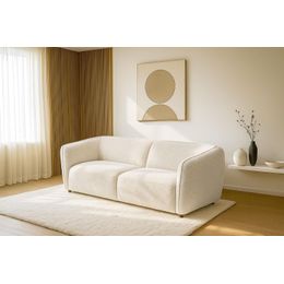 3-Sitzer Home Affaire, B:221cm H:73cm T:93cm, wei&szlig;, 100% Polyester, Sofas, "OSTRUP, Naturt&ouml;ne, Boucle", Breite 221 cm, organische Form mit sanften