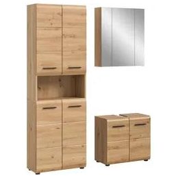 Badm&ouml;bel-Set Welltime "FLORENZ, TOPSELLER, 3-teilige Badkombination, hochwertige MDF-Front", artisan oak nb, B:135cm H:185cm T:30cm, Holzwerkstoff, MDF, Kastenm&ouml;bel-Sets, Badm&ouml;bel-Set, Bad-Kombination, Bad-M&ouml;bel, Badezimmer, Kombination, Kombi