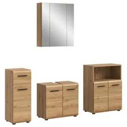 Badm&ouml;bel-Set Welltime "FLORENZ, TOPSELLER, 4-teilige Badkombination, hochwertige MDF-Front", artisan oak nb, B:180cm H:185cm T:30cm, Holzwerkstoff, MDF, Kastenm&ouml;bel-Sets, Badm&ouml;bel-Set, Bad-Kombination, Bad-M&ouml;bel, Badezimmer, Kombination, Kombi