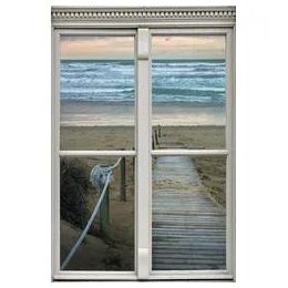 Wandsticker queence "Pfad zum Meer", beige (natur), B:40cm H:60cm T:0,1cm, Wandtattoos, Wandsticker, Wandbild, selbstklebend, 3D, Fenster