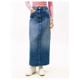 Tommy Hilfiger Jeansrock TOMMY JEANS "LAYLA MAXI SKIRT CBF DI2057", Damen, Gr. 30, blau (denim schwarz), Denim/Jeans, Obermaterial: 100% Baumwolle, unifarben, lang, R&ouml;cke Jeansrock, mit Stickerei