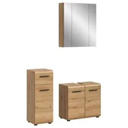 Badm&ouml;bel-Set Welltime "FLORENZ, TOPSELLER, 3-teilige Badkombination, hochwertige MDF-Front", braun (artisan oak nb), B:105cm H:185cm T:30cm, Holzwerkstoff, MDF, Kastenm&ouml;bel-Sets, Badm&ouml;bel-Set, Bad-Kombination, Bad-M&ouml;bel, Badezimmer, Kombination, Kombi